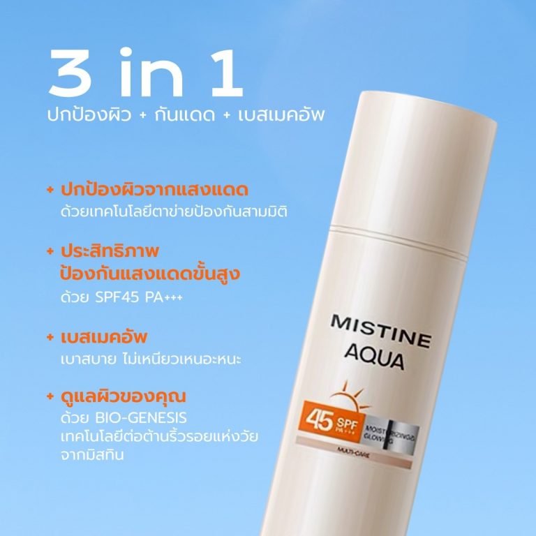 ครีมกันแดด MISTINE AQUA GLOWING PRIMER สูตรเมคอัพเบส